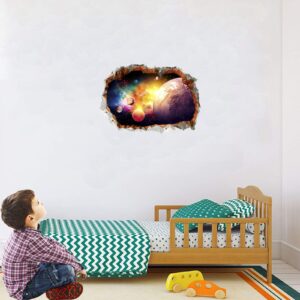 3 Pcs Universe Window Wall Stickers 3D Planet Wall Decals Galaxy Outer Space Star Wall Murals Wall Art Decorative Sticker for Kids Home Living Room Bedroom Nursery Removable Party Decor Decorations