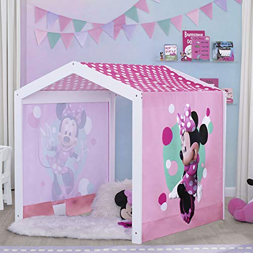 Disney Minnie Mouse Indoor Playhouse with Fabric Tent for Boys and Girls by Delta Children, Great Sleep or Play Area for Kids - Fits Toddler Bed - Greenguard Gold Certified