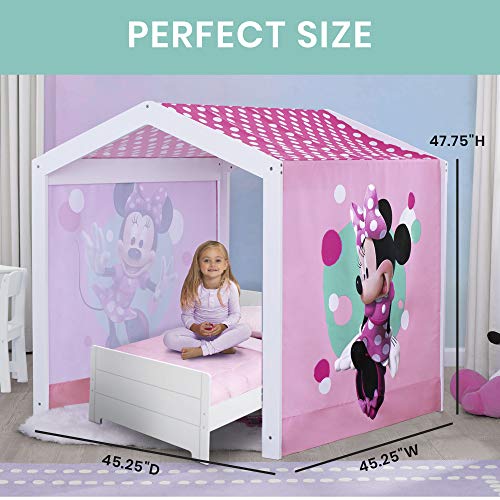 Disney Minnie Mouse Indoor Playhouse with Fabric Tent for Boys and Girls by Delta Children, Great Sleep or Play Area for Kids - Fits Toddler Bed - Greenguard Gold Certified