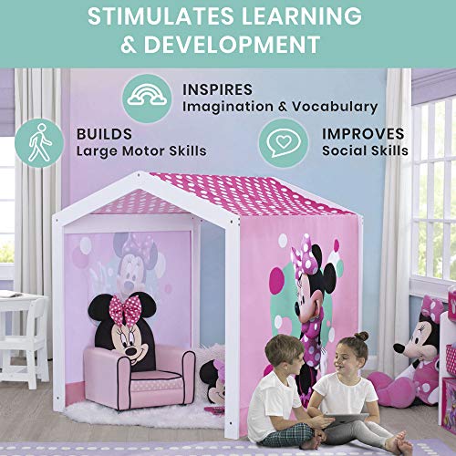 Disney Minnie Mouse Indoor Playhouse with Fabric Tent for Boys and Girls by Delta Children, Great Sleep or Play Area for Kids - Fits Toddler Bed - Greenguard Gold Certified