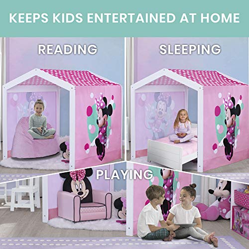 Disney Minnie Mouse Indoor Playhouse with Fabric Tent for Boys and Girls by Delta Children, Great Sleep or Play Area for Kids - Fits Toddler Bed - Greenguard Gold Certified