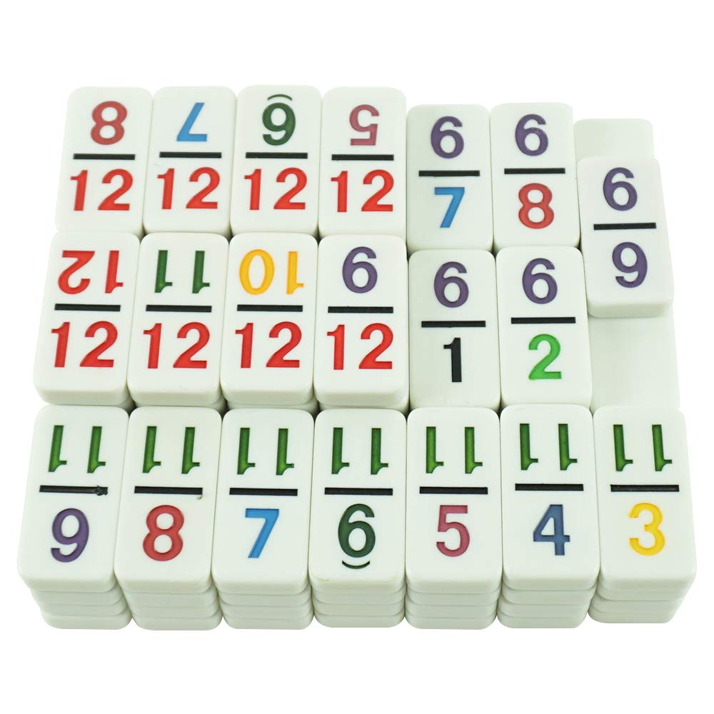 LEQUPLAY Mexican Train Number Dominoes Set Double 12 Dominoes 91 Tiles Games with Leather Box , Number Dominoes Set for Kids Adults and Family…