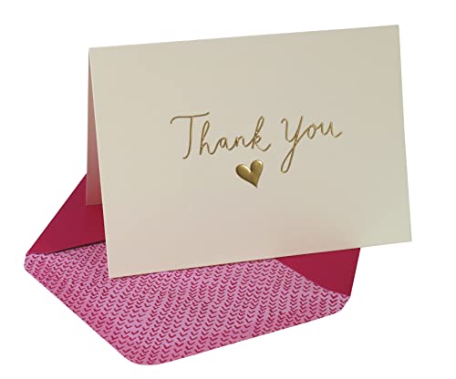 Portico Designs Blank Notecard Set Gold Foil Boxed Notecards Stationary Set, 10-Count, Heart