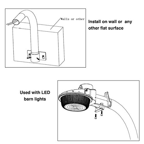 Mounting Arm for Barn Light,Area Light Extension Mounting Arm for Outdoor Security Yard Light,Pole Mount for Dusk to Dawn,Solar Streetlight,Standard Mounting O.D. 1.7inch(42mm),Silver Housing,Sturdy