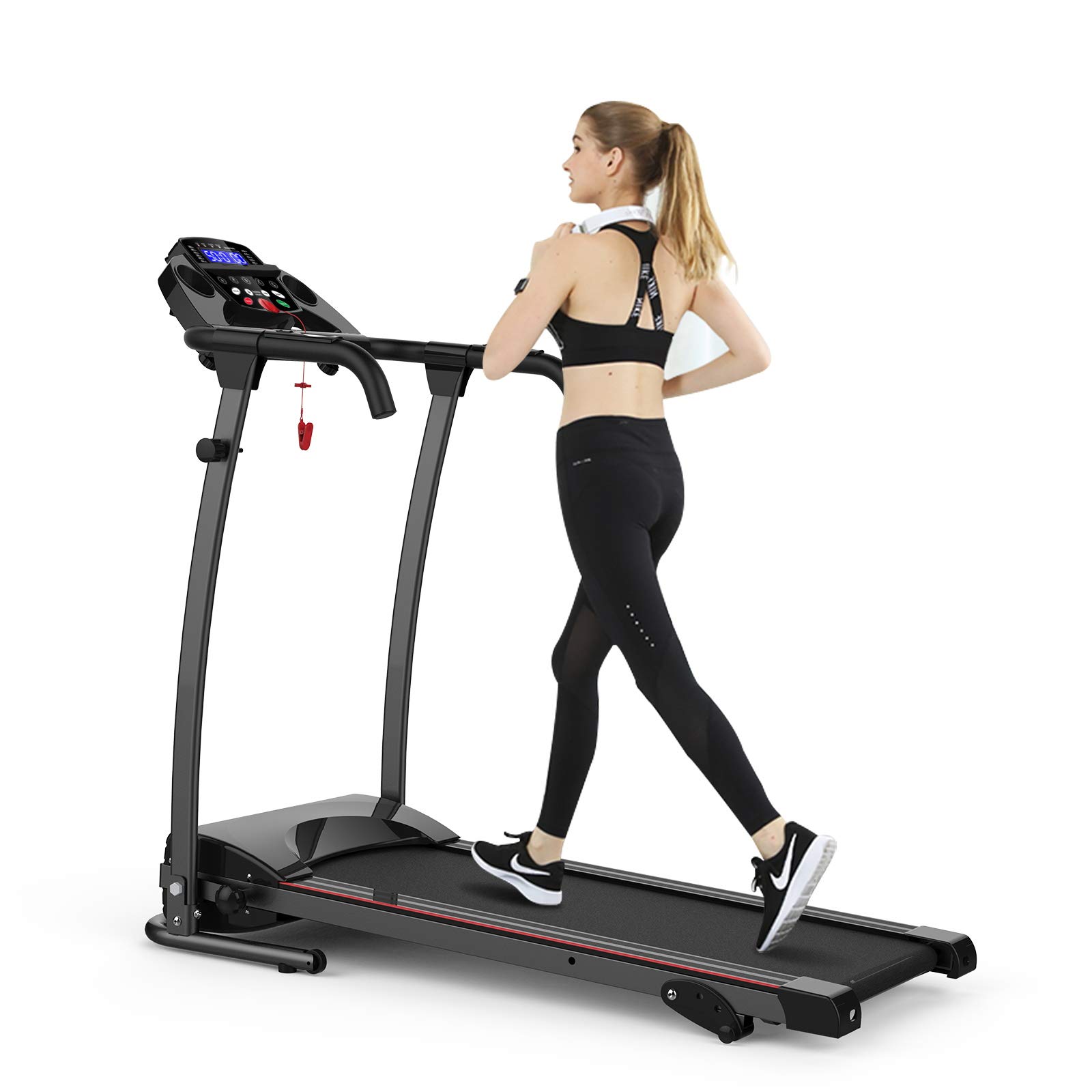 SHAREWIN Desktop Electric Aerobic Treadmill, with LCD Display Folding Mute Portable Running Walking Jogging Machine for Home Office Gym Cardio Use