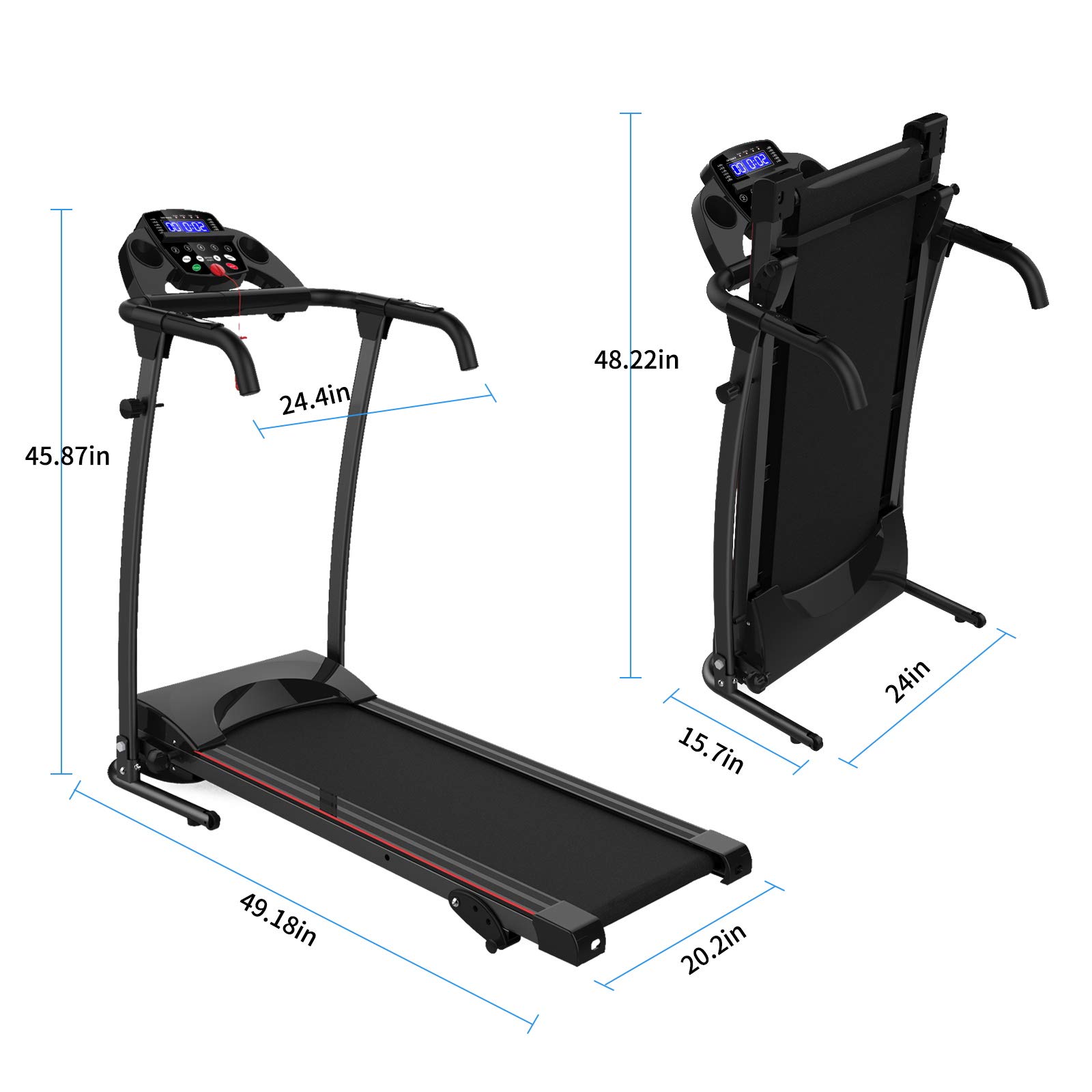 SHAREWIN Desktop Electric Aerobic Treadmill, with LCD Display Folding Mute Portable Running Walking Jogging Machine for Home Office Gym Cardio Use