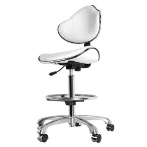 Kaleurrier Ergonomic Drafting Chair with Back Support,Multi-Functional Height Adjustable Swivel Rolling Stool,Multi-Purpose Home Office Desk Chair(Black) (White)