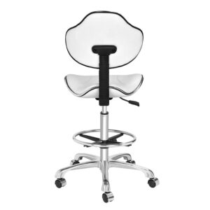 Kaleurrier Ergonomic Drafting Chair with Back Support,Multi-Functional Height Adjustable Swivel Rolling Stool,Multi-Purpose Home Office Desk Chair(Black) (White)