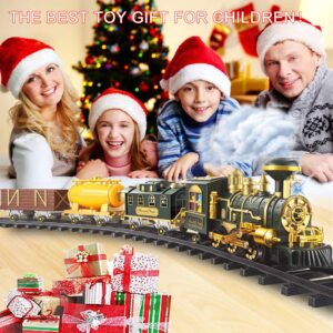 Train Set for Christmas Tree, Updated Large Remote Control Electric Train Toy for Boys Girls w/Smokes, Lights & Sound, Railway Kits w/Steam Locomotive Engine, for 2 3 4 5 6 7 8+ Year Old Kids