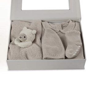 Barefoot Dreams CozyChic Ultra Lite Eyelet Baby Bundle-4 Pcs, Sand Dune, 3-6m