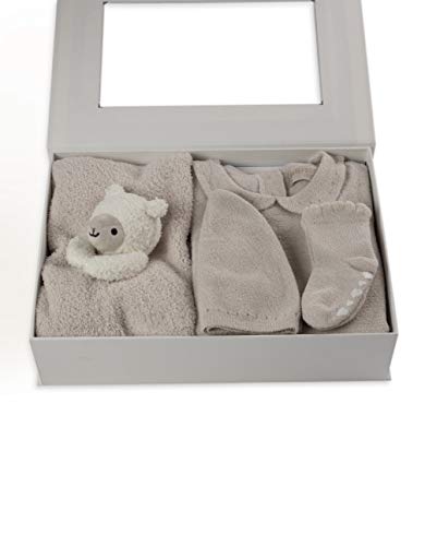 Barefoot Dreams CozyChic Ultra Lite Eyelet Baby Bundle-4 Pcs, Sand Dune, 3-6m