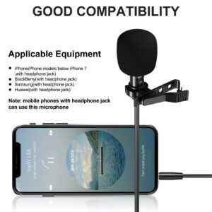 Aokeo Professional Lavalier Lapel Microphone Omnidirectional Condenser Mic for iPhone Android Smartphone,Recording Mic for Youtube,Interview,Video (3.5mm)