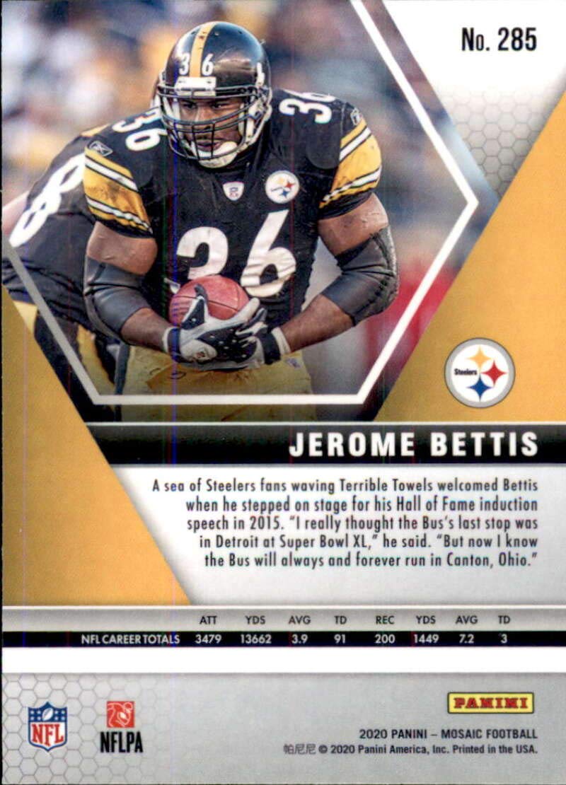 2020 Mosaic Football #285 Jerome Bettis Pittsburgh Steelers SP Short Print Official Panini NFL Trading Card