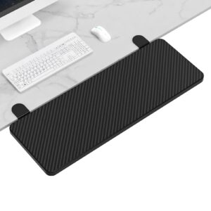 ougic ergonomics desk extender tray, 29.5"x9.5" punch-free clamp on, foldable keyboard drawer tray, table mount arm wrist rest shelf, computer elbow arm support