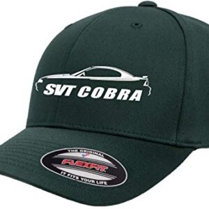 1994-98 Ford SVT Cobra Mustang Hardtop Classic Outline Design Flexfit 6277 Athletic Baseball Fitted Hat Cap Forest L/XL