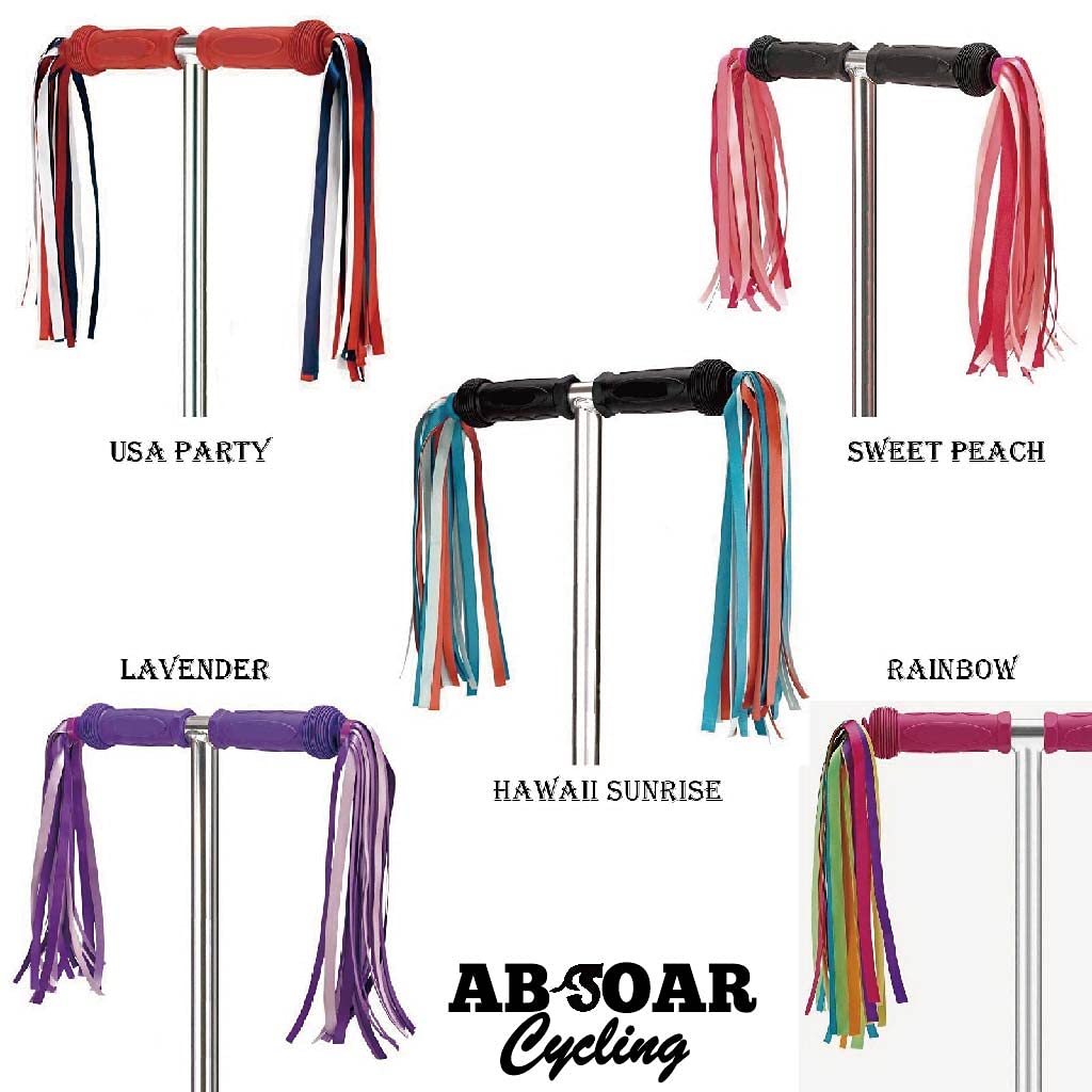 ABSOAR Cycling Colorful Bike Streamer Girls Boys Kids Bicycle Tassel Ribbon Handlebar Scooter Streamers 2 Pairs, Rainbow