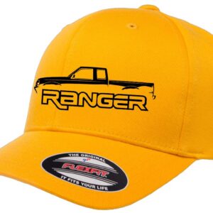 1993-97 Ford Ranger Extended Cab Pickup Truck Classic Outline Design Flexfit 6277 Athletic Baseball Fitted Hat Cap Gold L/XL