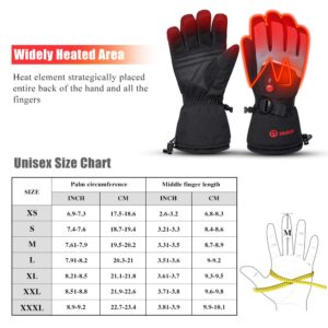 SAVIOR HEAT Rechargeable Heated Gloves Battery Electric Ski Gloves with 3 Heating Levels Touchscreen Waterproof Gloves for Men & Women