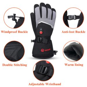 SAVIOR HEAT Rechargeable Heated Gloves Battery Electric Ski Gloves with 3 Heating Levels Touchscreen Waterproof Gloves for Men & Women