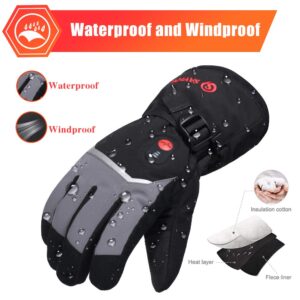 SAVIOR HEAT Rechargeable Heated Gloves Battery Electric Ski Gloves with 3 Heating Levels Touchscreen Waterproof Gloves for Men & Women