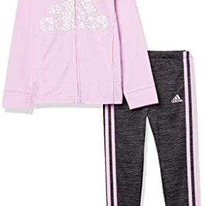 adidas Girls' Zip Front Peplum Jacket and Mélange Tights Set, Clear Lilac, 6