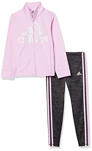 adidas Girls' Zip Front Peplum Jacket and Mélange Tights Set, Clear Lilac, 6