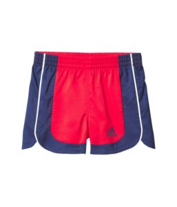 adidas girls' colorblock woven shorts, vivid red, 5