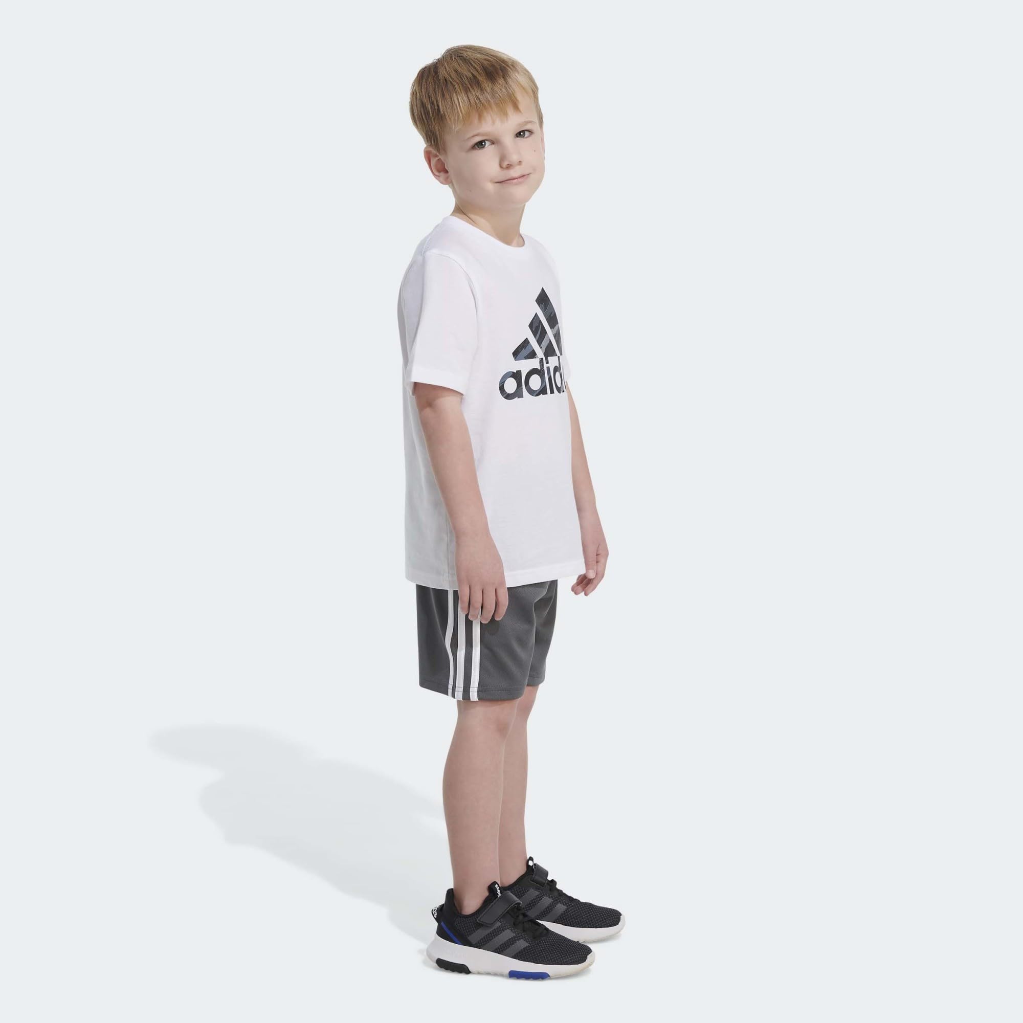 adidas boys Adi Classic 3-stripe Shorts, Dark Grey, 6 US