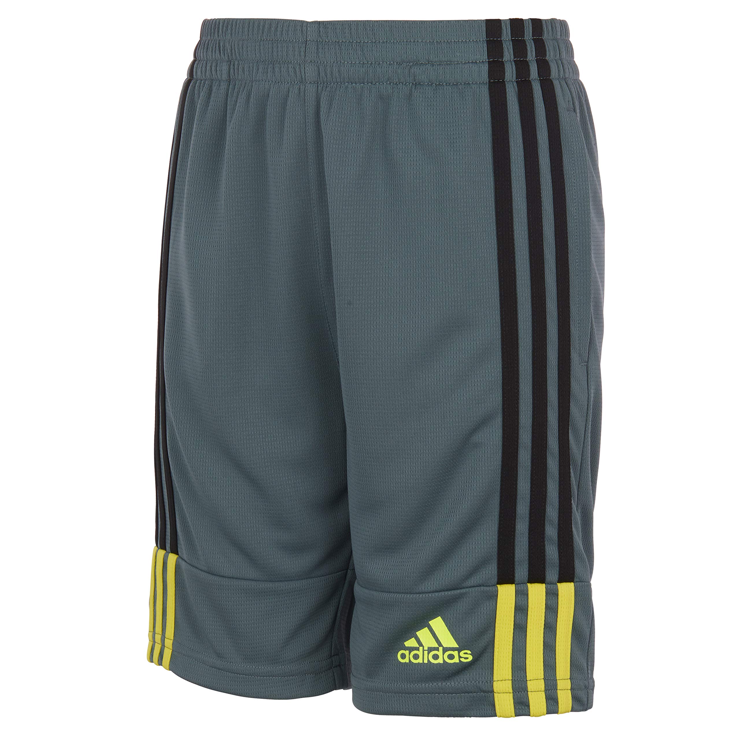 adidas Boys' Clashing 3-Stripes Shorts, Blue Oxide, Small (8)