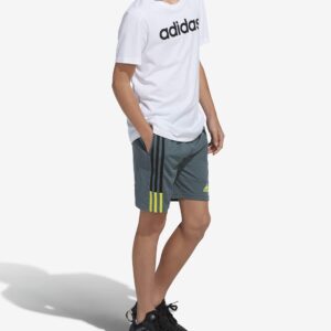 adidas Boys' Clashing 3-Stripes Shorts, Blue Oxide, Small (8)