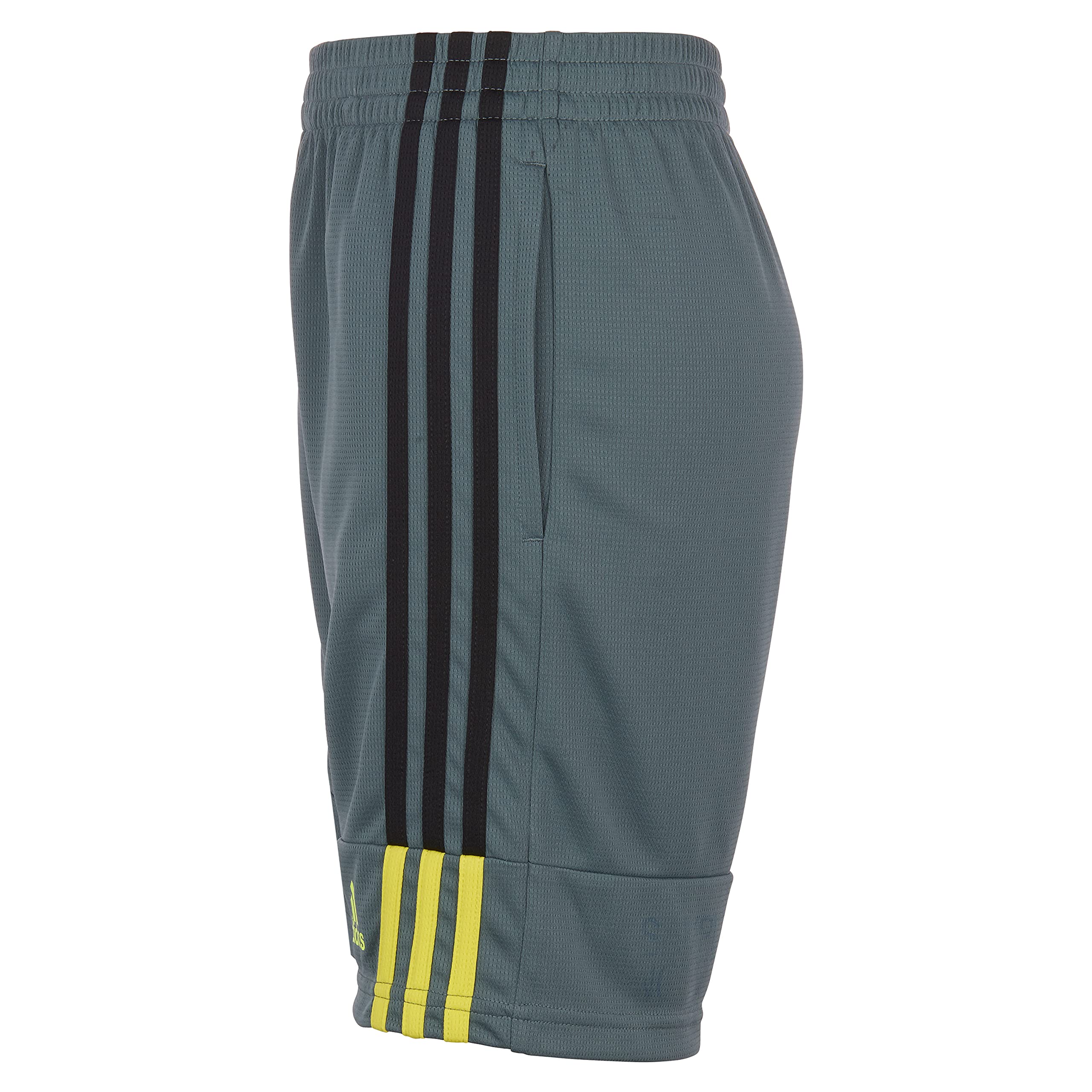 adidas Boys' Clashing 3-Stripes Shorts, Blue Oxide, Small (8)