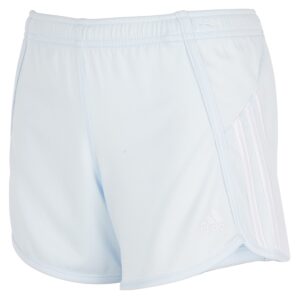 adidas girls' stripe mesh shorts, sky tint, x-large