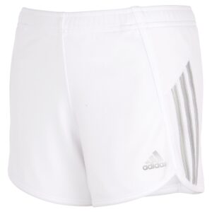 adidas girls' shine stripe mesh shorts, white, x-large