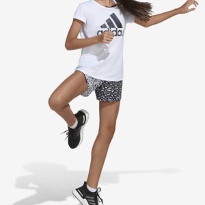 adidas Girls' Printed Woven Shorts, Black, Large