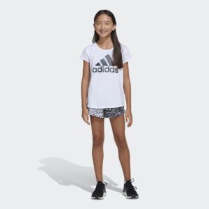 adidas Girls' Printed Woven Shorts, Black, Large