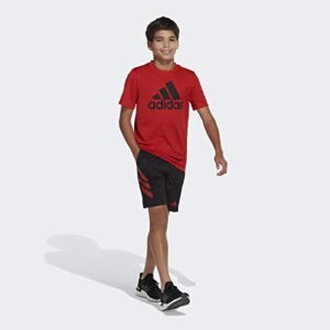 adidas Boys' AEROREADY Pro Sport 3-Stripes Shorts, Black with Vivid Red, X-Large (18/20)