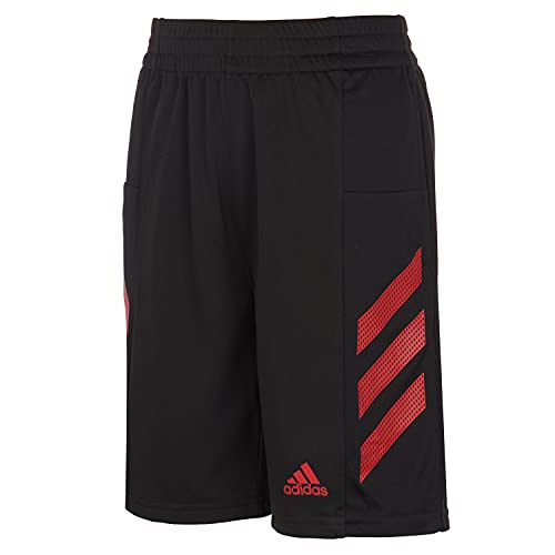 adidas Boys' AEROREADY Pro Sport 3-Stripes Shorts, Black with Vivid Red, Medium (10/12)