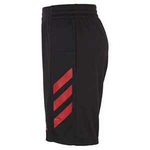 adidas Boys' AEROREADY Pro Sport 3-Stripes Shorts, Black with Vivid Red, Medium (10/12)