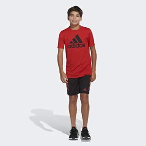 adidas Boys' AEROREADY Pro Sport 3-Stripes Shorts, Black with Vivid Red, Medium (10/12)