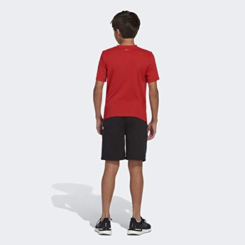 adidas Boys' AEROREADY Pro Sport 3-Stripes Shorts, Black with Vivid Red, Medium (10/12)