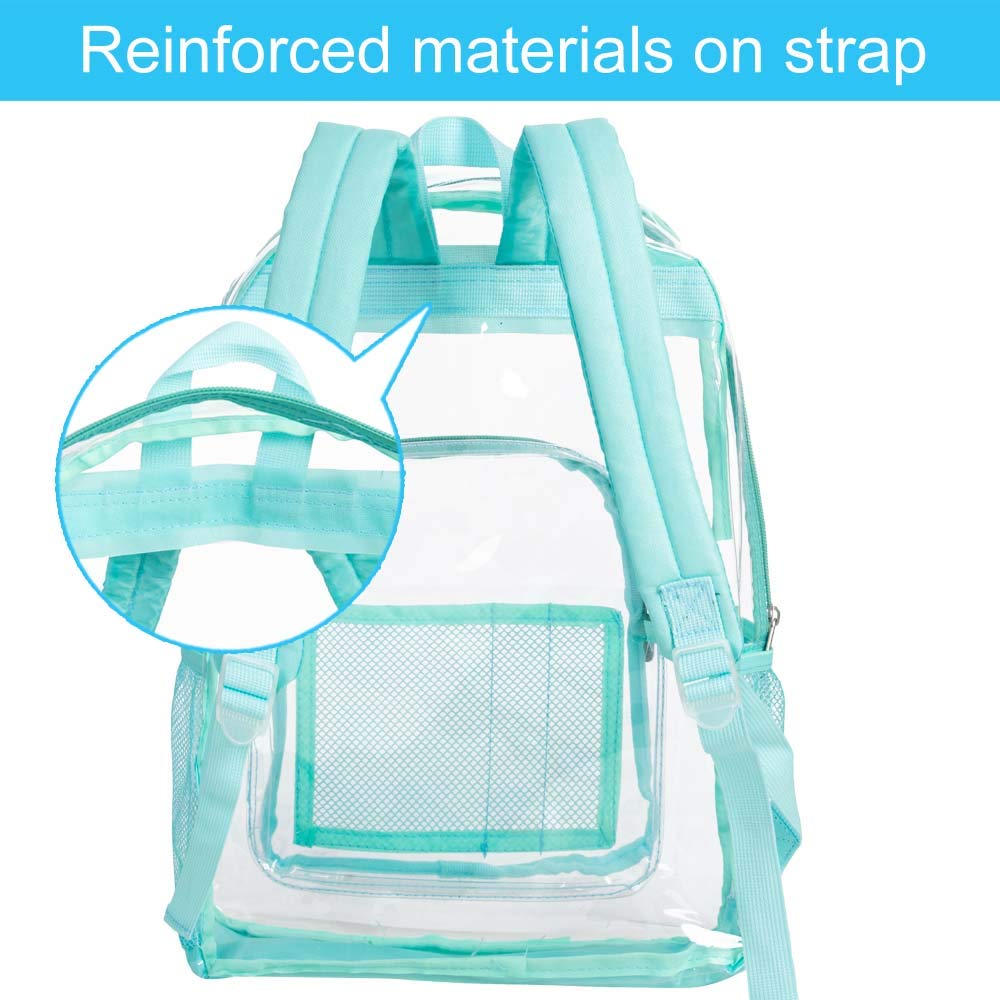 Clear Backpack, Heavy Duty PVC Transparent Bookbag, Waterproof See Through Backpacks for Women - Green