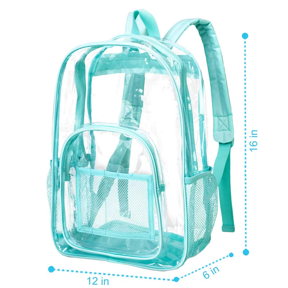 Clear Backpack, Heavy Duty PVC Transparent Bookbag, Waterproof See Through Backpacks for Women - Green