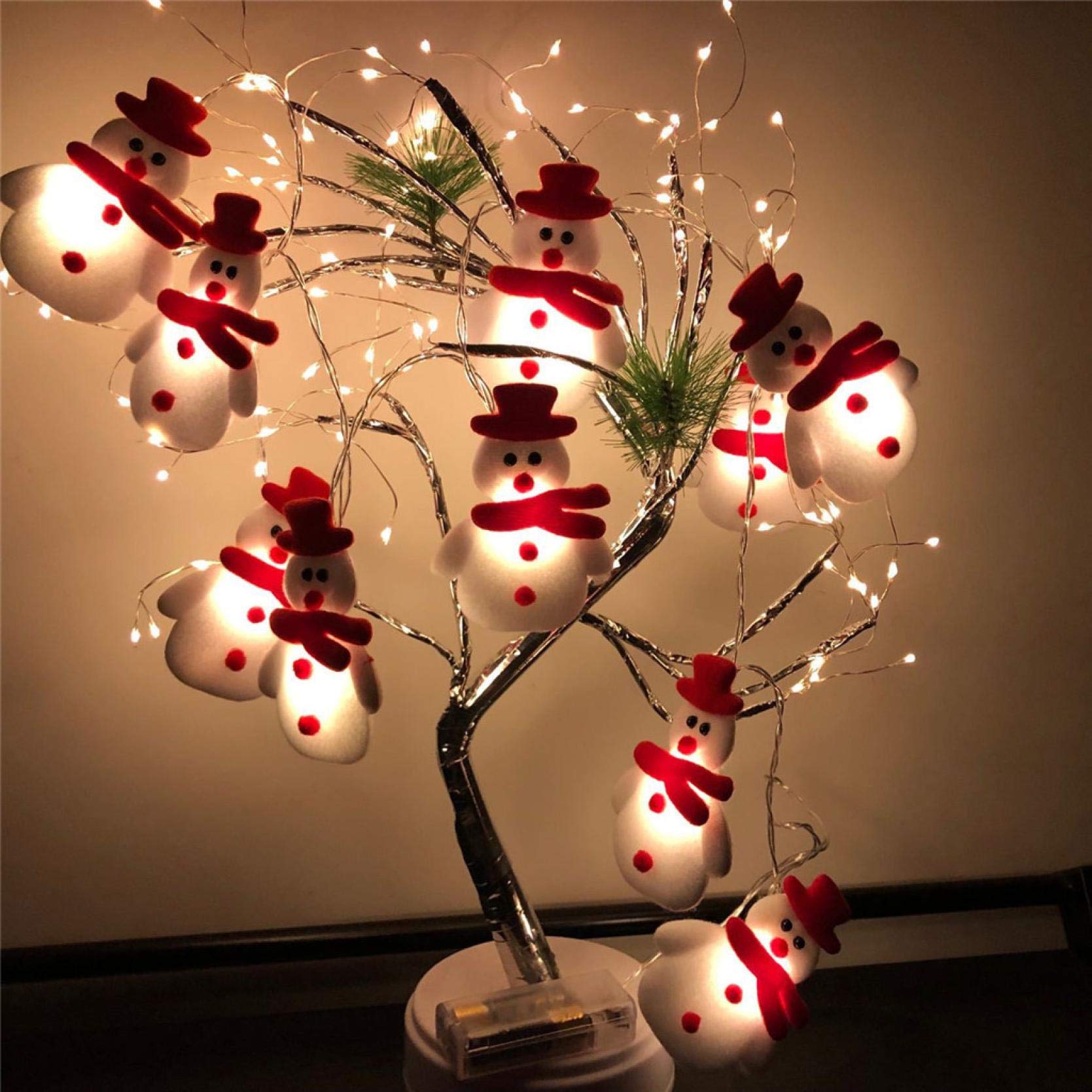 SOOTOP Christmas LED Light Strings Snowman Christmas Tree Holiday Party Home Garden Outdoor Decorative Lamp (B)