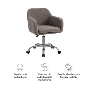 Linon Upholstered Adjustable Brooklyn Office Chair, Grey Sherpa