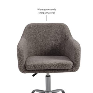 Linon Upholstered Adjustable Brooklyn Office Chair, Grey Sherpa