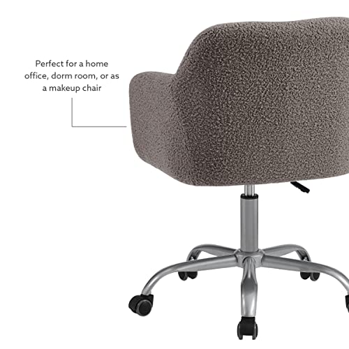 Linon Upholstered Adjustable Brooklyn Office Chair, Grey Sherpa