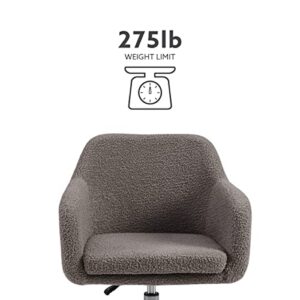 Linon Upholstered Adjustable Brooklyn Office Chair, Grey Sherpa