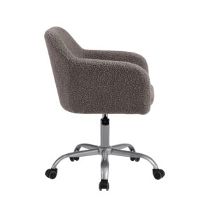 Linon Upholstered Adjustable Brooklyn Office Chair, Grey Sherpa