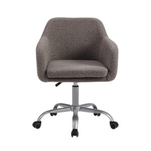 Linon Upholstered Adjustable Brooklyn Office Chair, Grey Sherpa