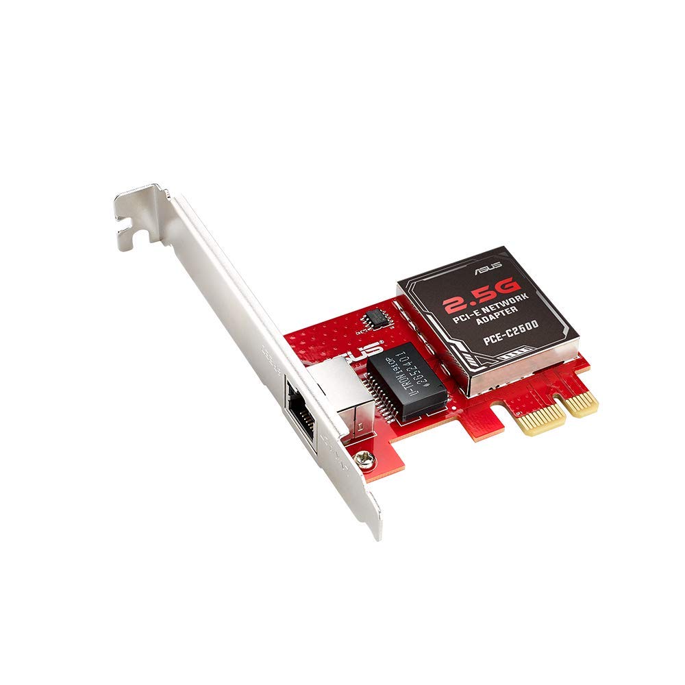 ASUS PCE-C2500 2.5G Base-T PCIe Network Adapter with backward compatibility. Supporting 2.5G/1G/100Mbps, RJ45 Port